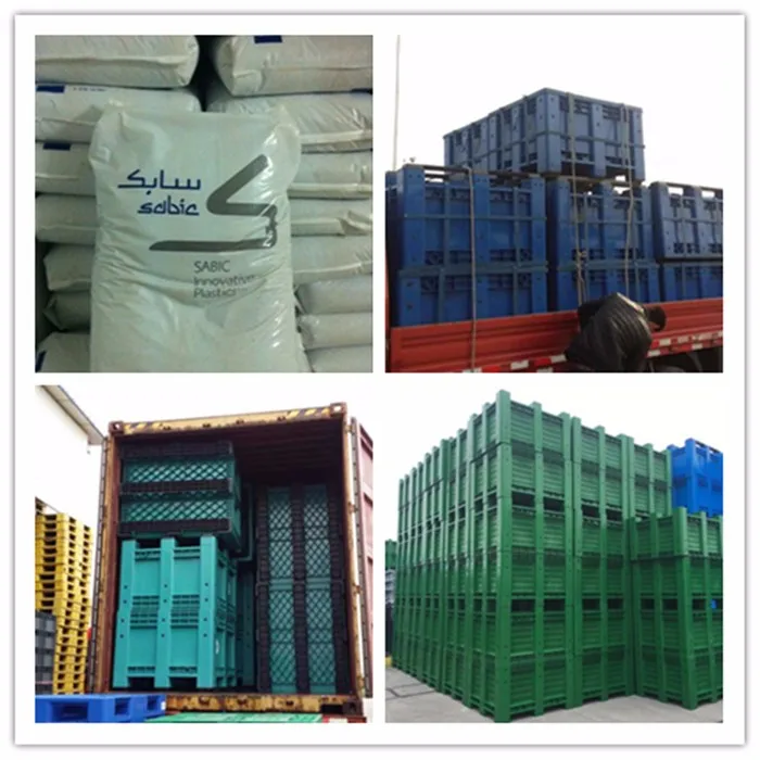 Solid Plastic Box - Heavy Duty Pallet Container with Wheels