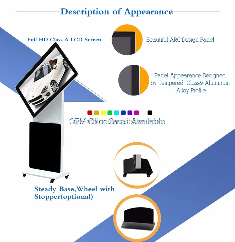 43'' Android Interactive Tablet Floor Stand Rotatable Touch Screen LCD ...