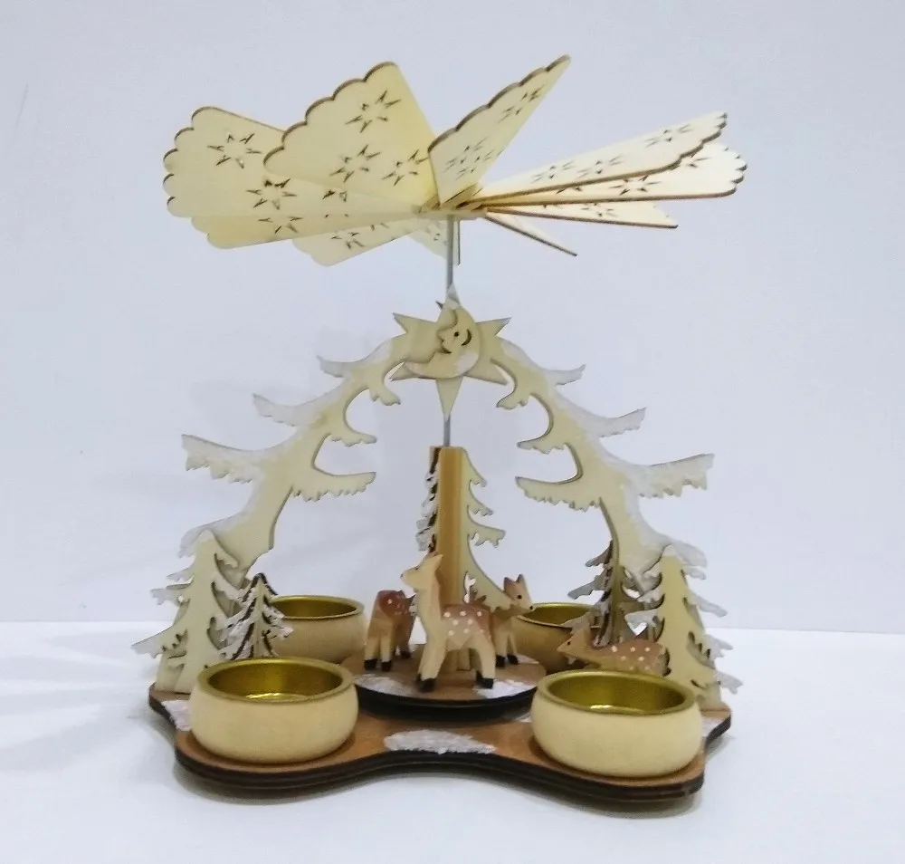 Wholesale Laser Cut Wood Christmas Pyramids with Santa