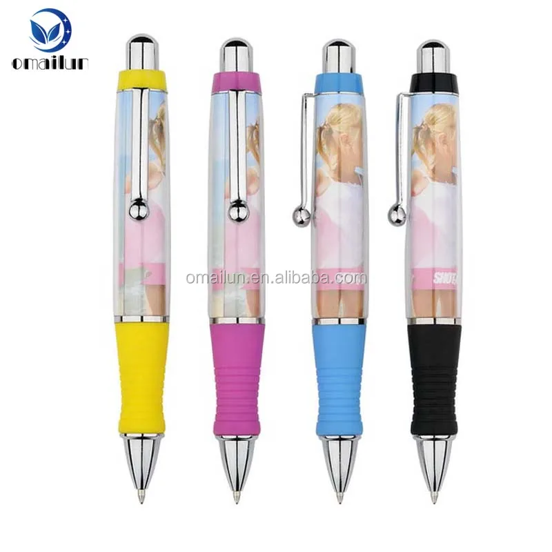 Promotional Photo Picture Insert Ballpoint Pen - Blue/black