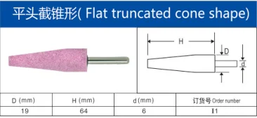 Flat Truncated Cone Shape Abrasive Mounted Stone Point Grinding Head ...
