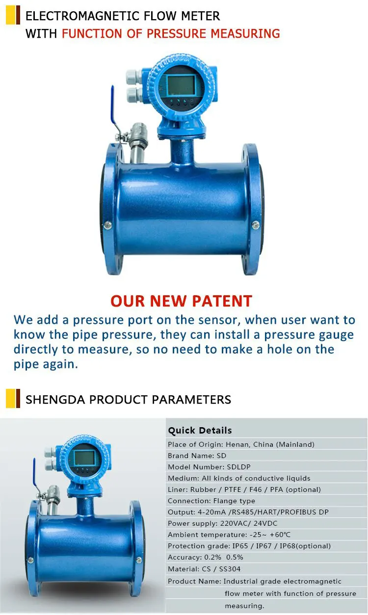 Ac220v Supply Electromagnetic Flow Meter Water Dn50 With Pressure Test ...