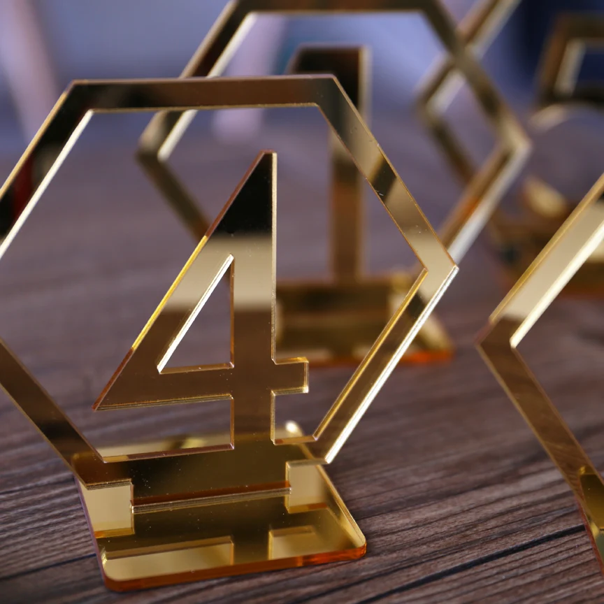 Geometric Acrylic Table Numbers Hexagon Wedding Reception Numbers - Buy ...