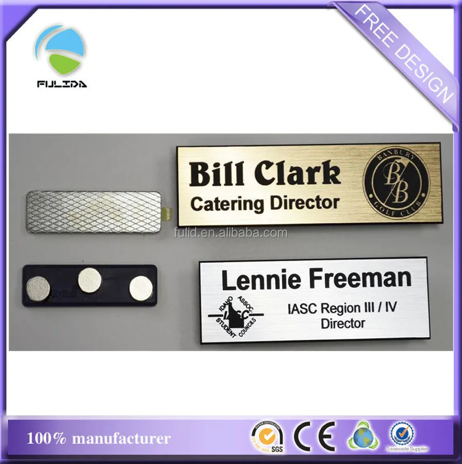 Rectangle Metal Brushed Magnetic Catering Name Tag Name Badge - Buy ...