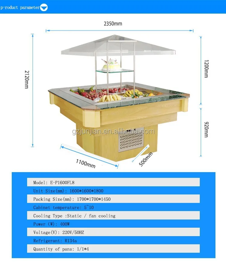 Cold Buffet Display Kitchen Equipment Restaurant Salad Bar Cooler ...