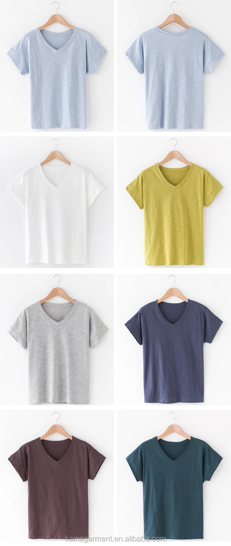 Cheap Promotional No Name Brand Custom T-shirts No Minimum Women V-neck ...