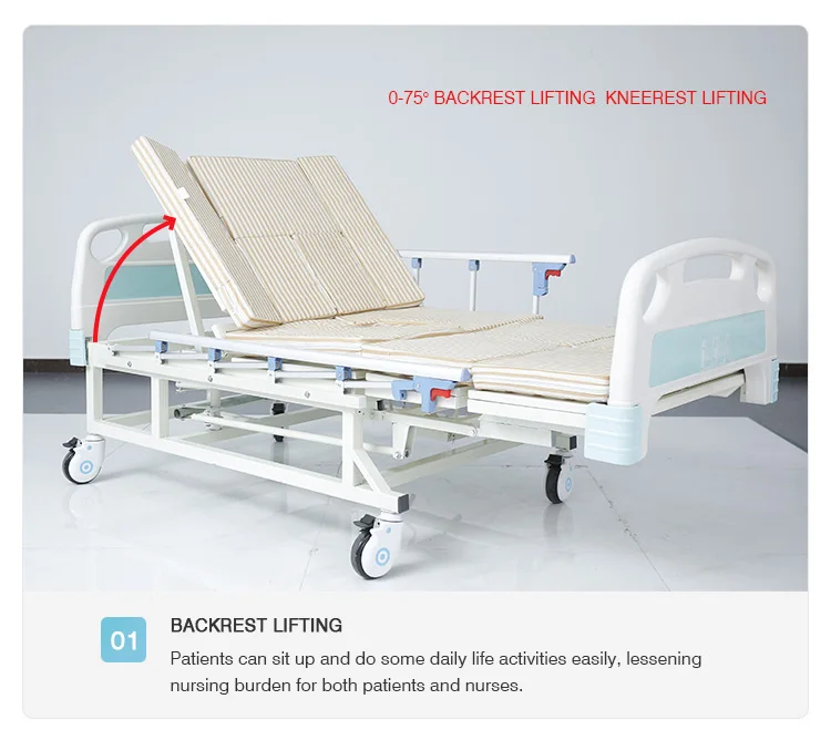Anti Side Slip Manual Reclining Hospital Bed With Bedpan - Buy Manual ...