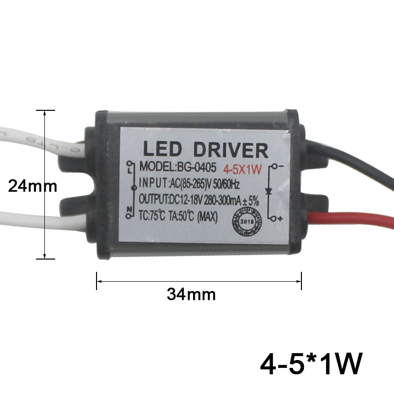 1-3w Ip65 Waterproof Led Light Driver Ac85-265v Dc3-43v Led Transformer ...