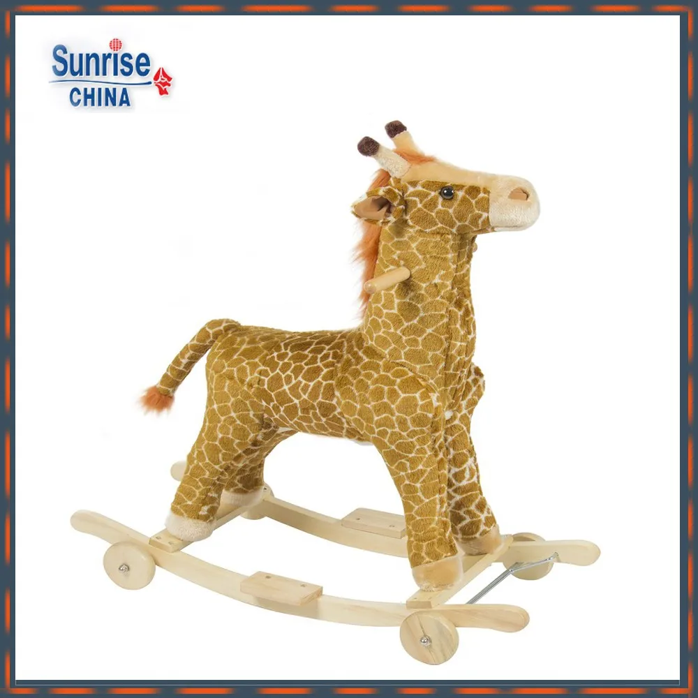 Kids Ride On Toy Rocking Giraffe Plush Animal Rocker W/ Wheels Children ...