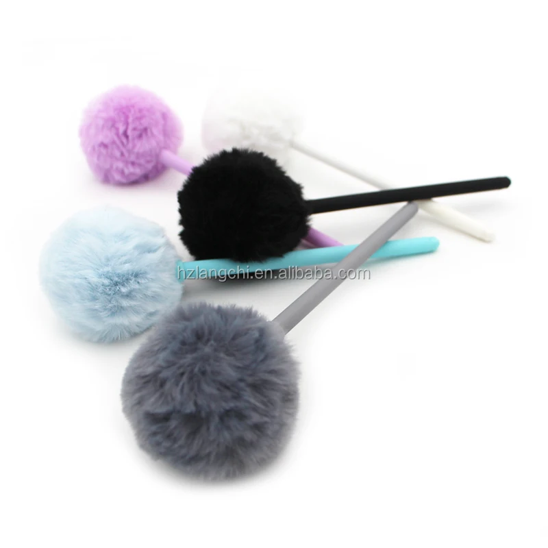 2019 Promotion Pom Pom Pen Novelty Kawaii Fluffy Pen Cute Colorful ...