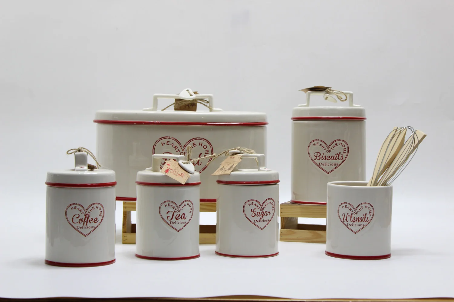 Kitchen Canister Storage Jar White Tall Ceramic Pasta Jar With Bamboo ...