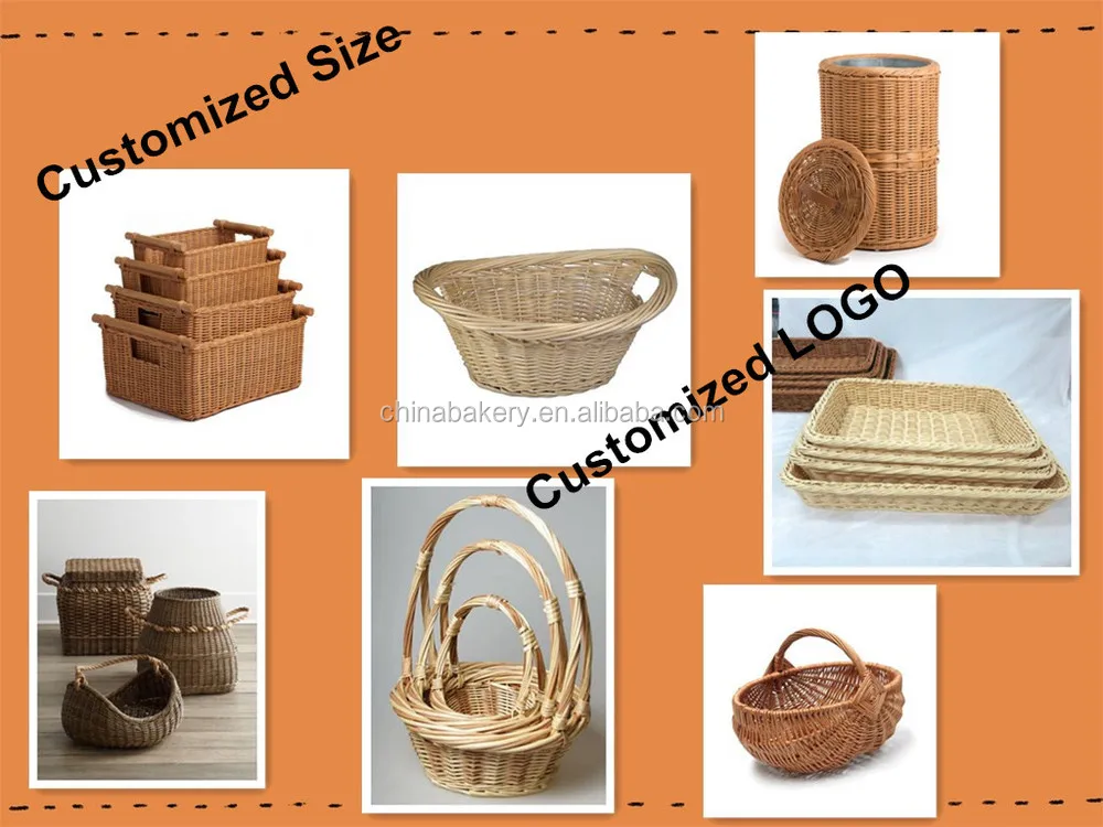 Customizable Handcraft Plastic Artificial Rattan Food Basket
