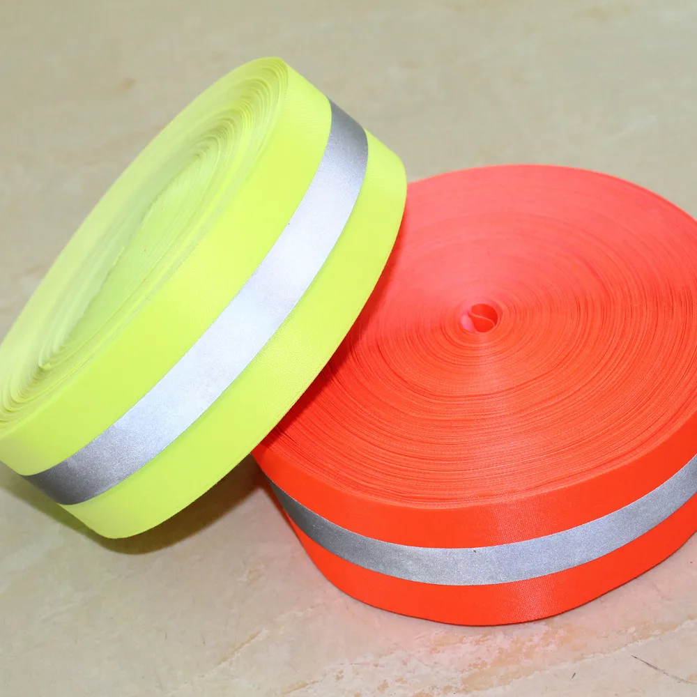 Fluorescent Red-Orange Reflective Ribbon for Safety Gear