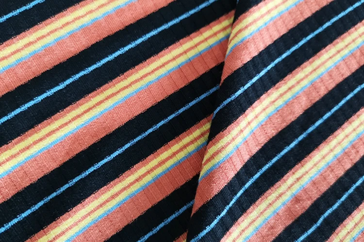 Custom Yarn Dyed Soft Stripe Knitted French 1x1 Rib Fabric For Sweater ...