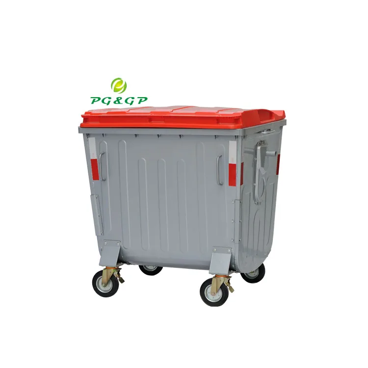 1.1 M3 Flat Lid Galvanized Steel Waste Bins - Durable & Sustainable