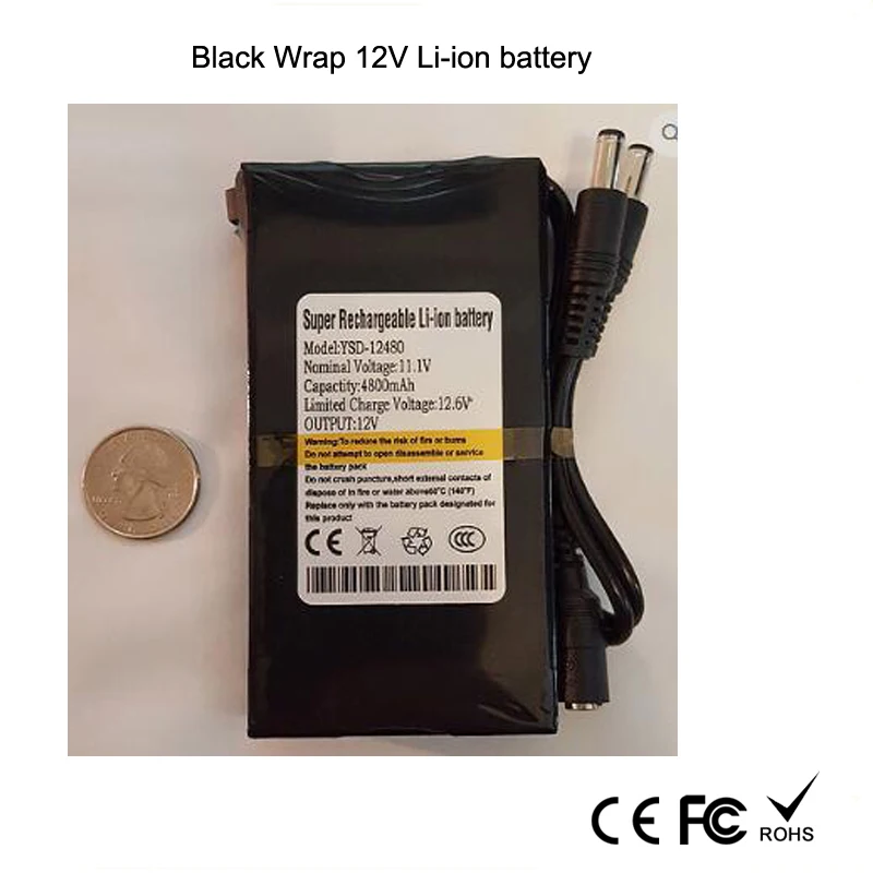 4800mah 12 Volt Lithium Ion Battery Slim Rechargeable 12v Battery Pack ...
