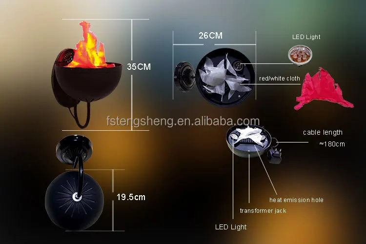 High Quality Led Wall Silk Fire Flame Light With Orange Led Light With ...