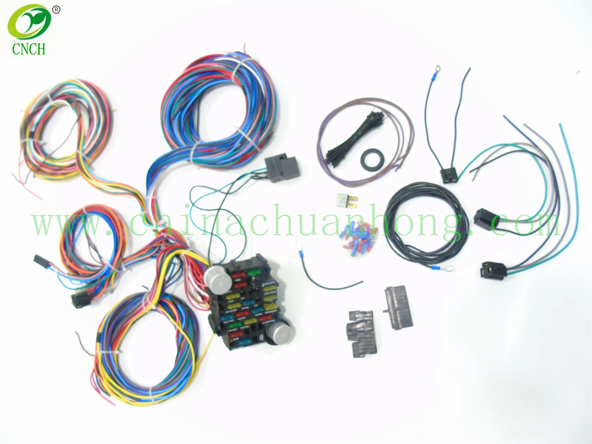 21 Circuit Universal Wire Harness Braided Wire Shield 21 Fuse 12v ...