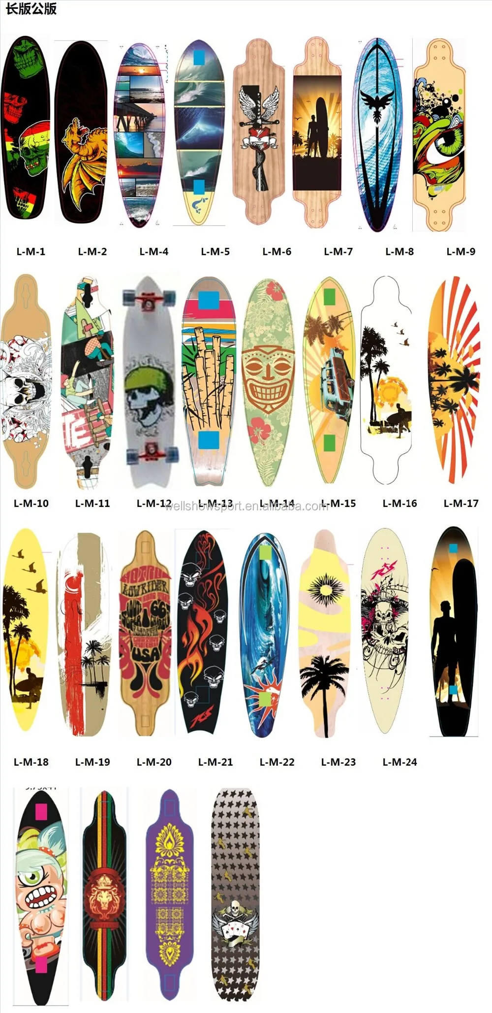Wellshow Sport 41inches Drop Down Drop Through Complete Skateboard ...