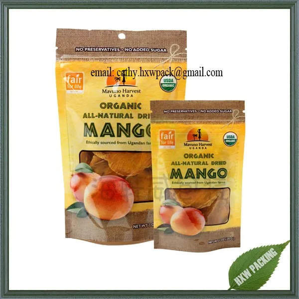Stand Up Natural Oganic Mango Bag With Clear Window And Zipper/dried ...