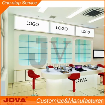 Custom Design Wooden Computer Shop Design Laptop Display Counter ...