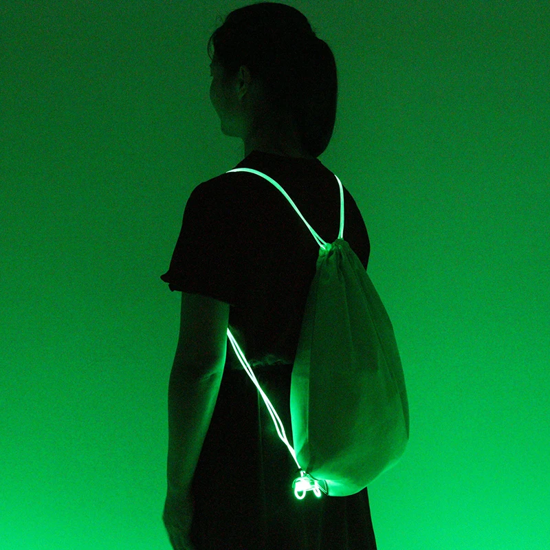Customized LED Light Drawstring Backpack for Night Activities