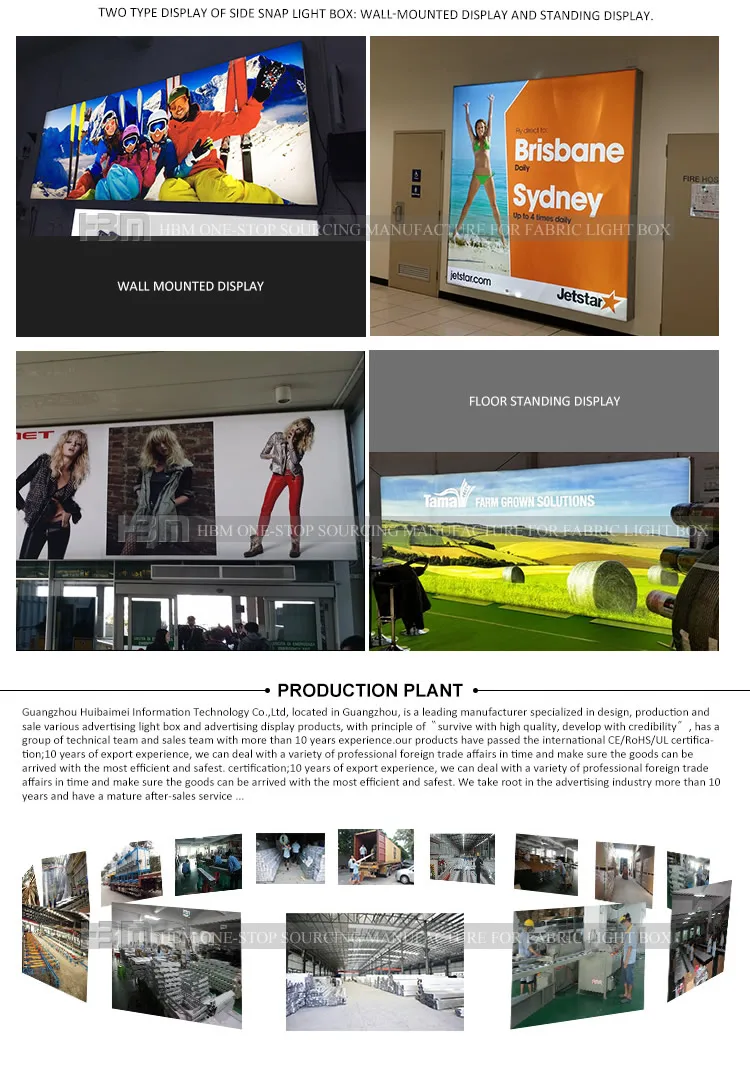 Outdoor Backlit Sign Billboard Light Box - Snap Fabric Frame