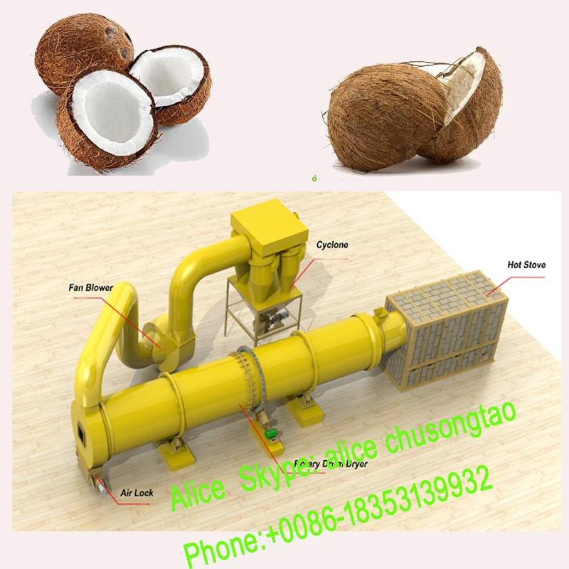 Rd Industrial Coconut Copra Rotary Dryer Machine With Coconut Peat ...