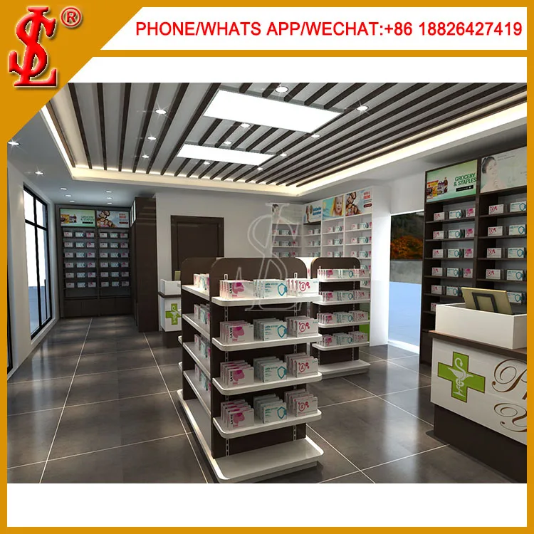 Wood Medical Drugstore Pharmacy Counter Design Pharmacy Shop Interior ...