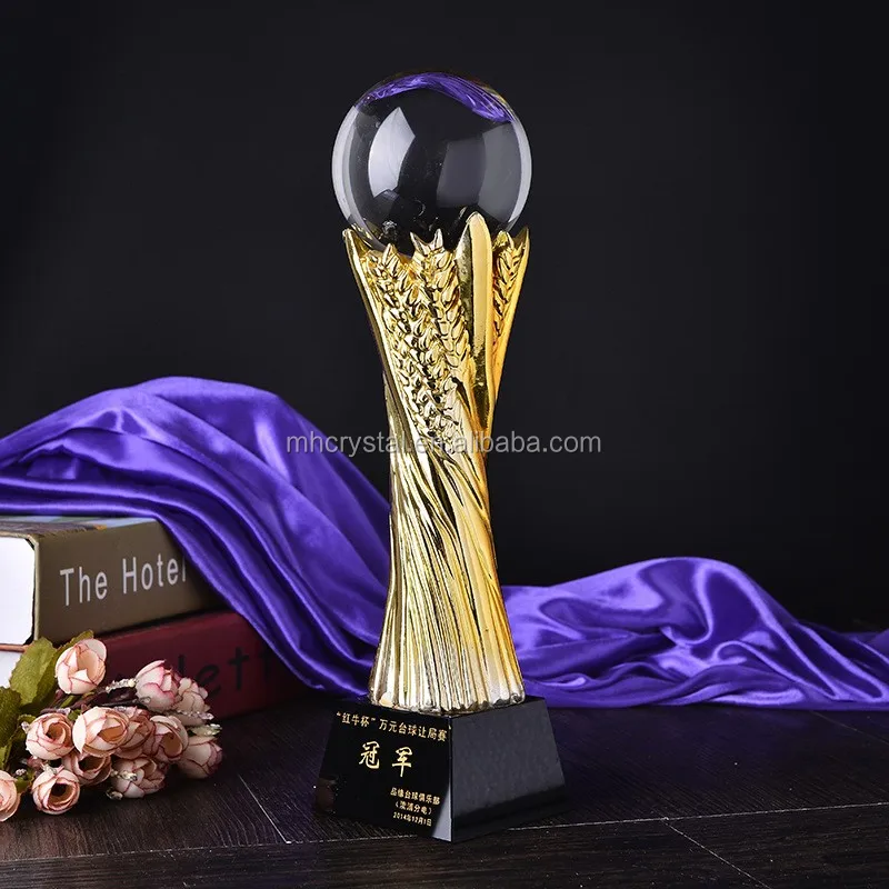 Metal Wheat Crystal Ball Trophy Awards Mh-j0927 - Buy Ball Awards ...