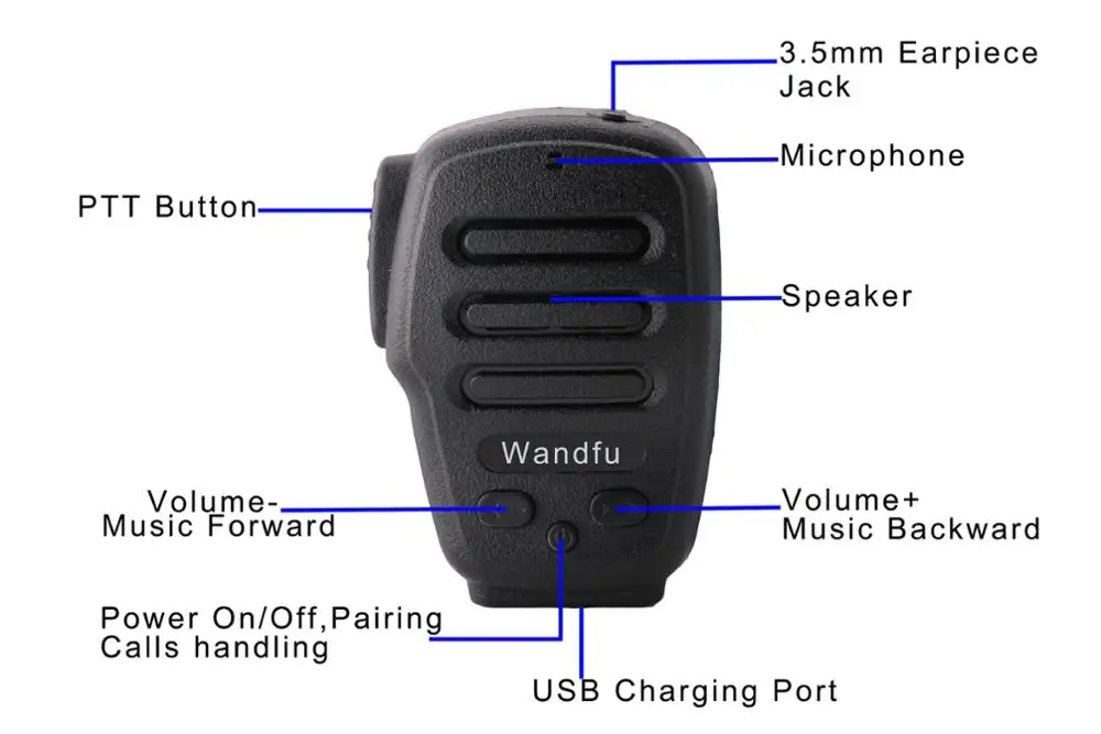 High Quality Bluetooth Ptt Speaker Microphone For Radio Wireless ...