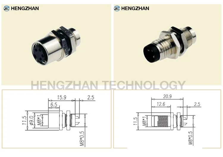 90 Degree Pcb M12 Male Panel Mount Connector,Ip67 Waterproof M12 Male ...