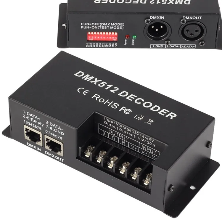 3 Channel 30a Rgb Dmx 512 Led Decoder Controller Dmx Dimmer Use For ...