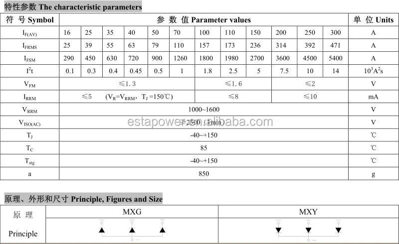 Mxg/y (s1)35~50 Installation Size 60mm Bridg Rectifier Mxg35 Mxy35 ...