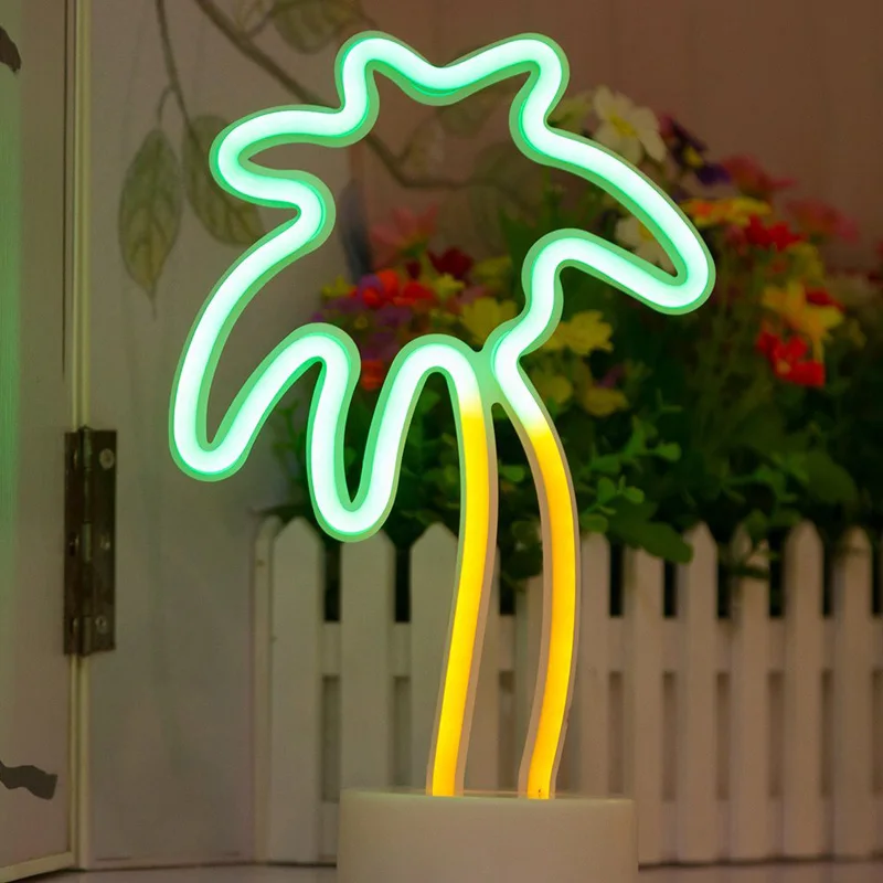 Coconut Palm Tree Neon Signs Led Neon Light Sign With Holder Base For ...