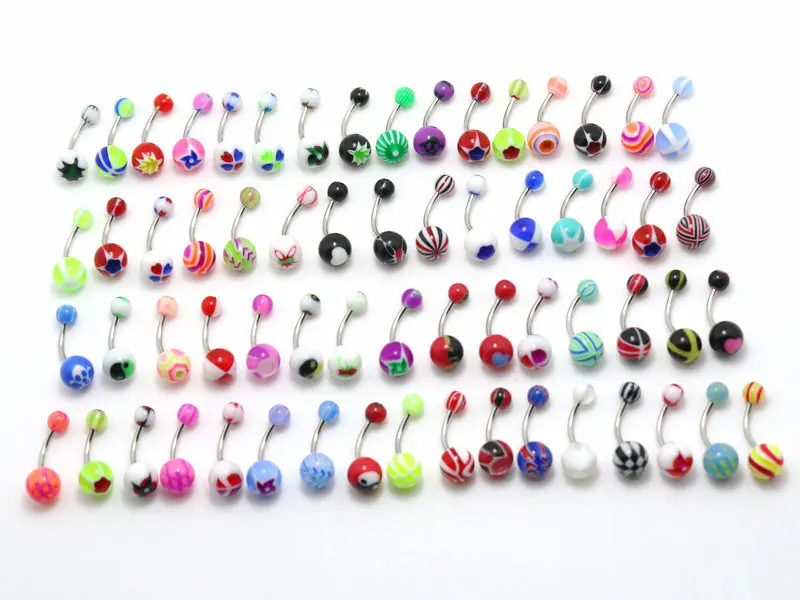 Colorful Sexy Belly Bars Body Piercing Jewelry Mixed Colors Acrylic ...