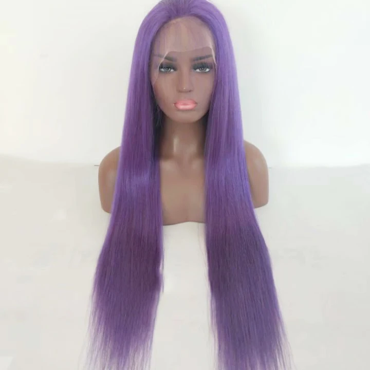 Silk Straight 14'' Hot Pink Lace Front Wig Human Hair Rose Pink Wig ...