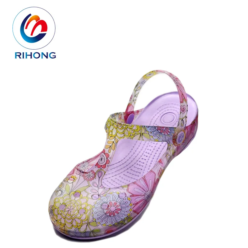 2019 New Arrival Fashionable Wedge Women Pvc clear Plastic Clogs Shoes ...