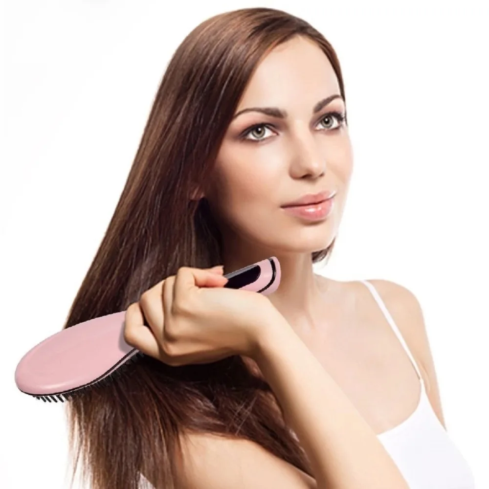 Electronic Comb Lcd Flat Iron Comb Hair Brush Stylish Hair Straightener ...
