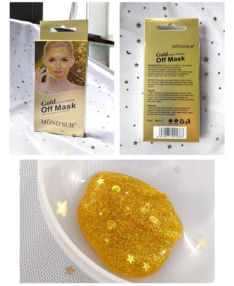 Oem Luxury Gold Pack Cream Peel Off Glamour Golden Star Face Glitter ...