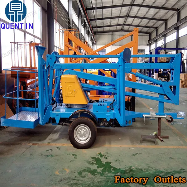 12m Portable Crank Arm Lift Platform Tow Aerial Work Man Lifts Trailed ...