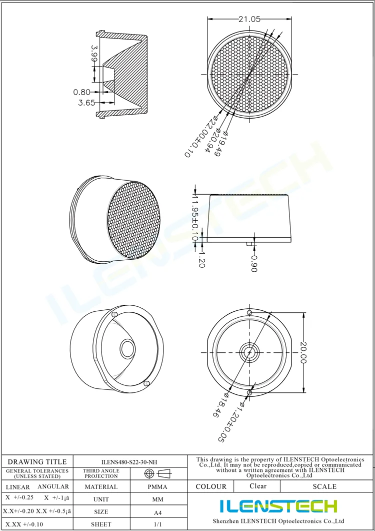 Hot sale ilenstech optoelectronic led condenser lens 30 degree 22mm ...
