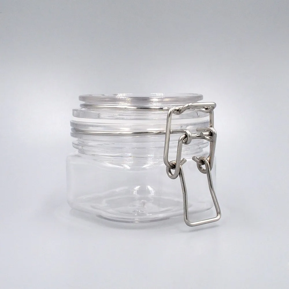 Clear PET Square Wire Bale Jars with Hinged Lids - 60ml to 2000ml