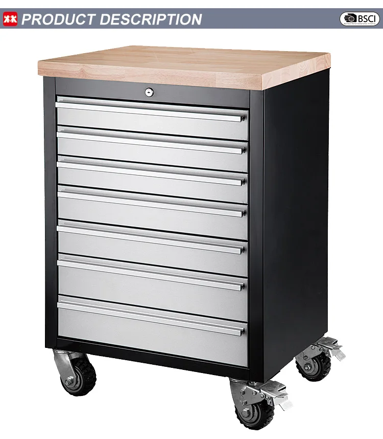7 Drawers Tool Storage Cabinet Tool Cart Cabinets With 4 Wheels And 2 ...