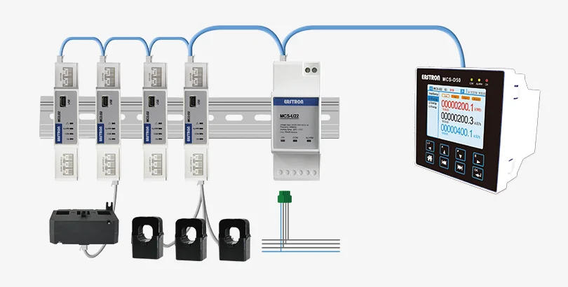 Single Three Phase Multi-Circuit Power Meter with RS485 Modbus RTU
