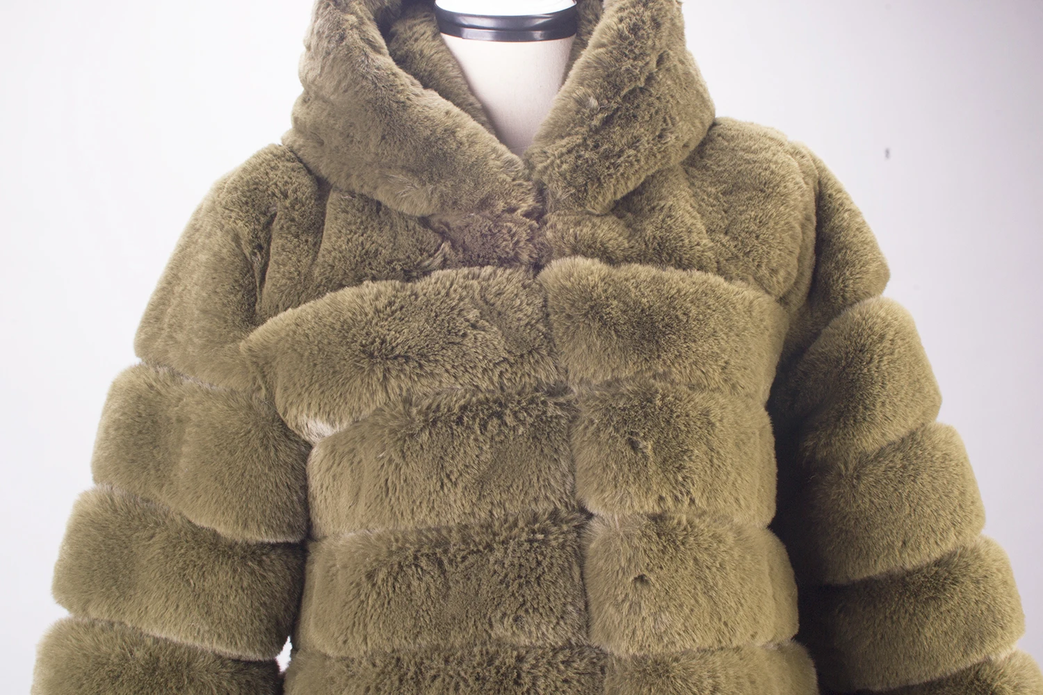 Factory Long Model Faux Rex Rabbit Fur Coat &jacket With Hooded Fur ...