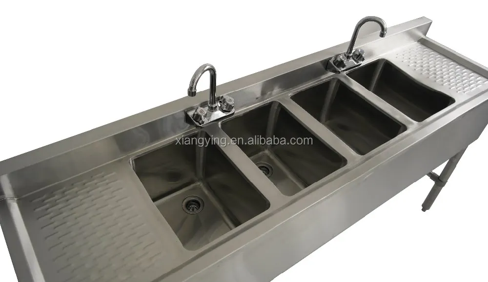 Nsf Approval Stainless Steel Four Tubs Bar Sink With 3" Backsplash,Left ...