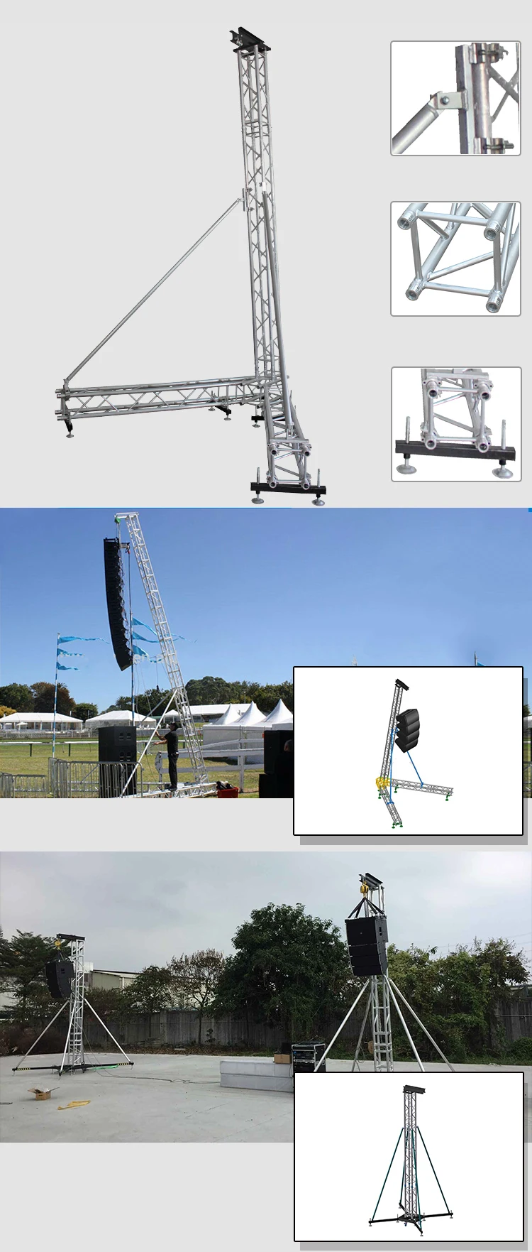 Aluminum Sound Speaker Truss Pa Truss Tower Lift Tower Line Array Tower ...
