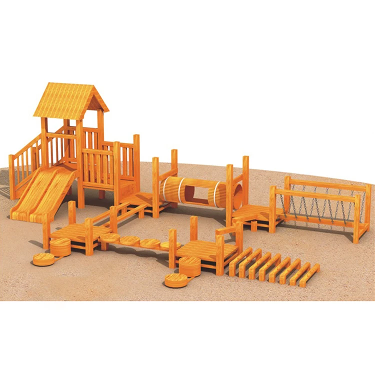 Multi - Functional Kids Wooden Playground Equipment Single - Plank ...