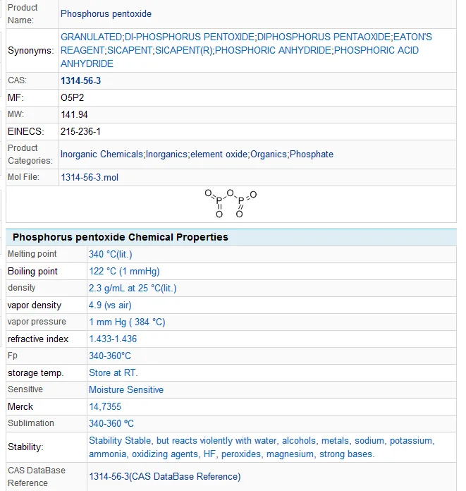 Phosphorus Pentoxide P2o5 99 Cas No 1314 56 3 For Industrial And